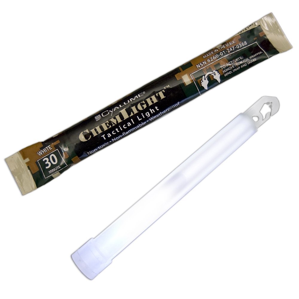 Cyalume ChemLight Military Grade Chemical Light Sticks, White, High ...